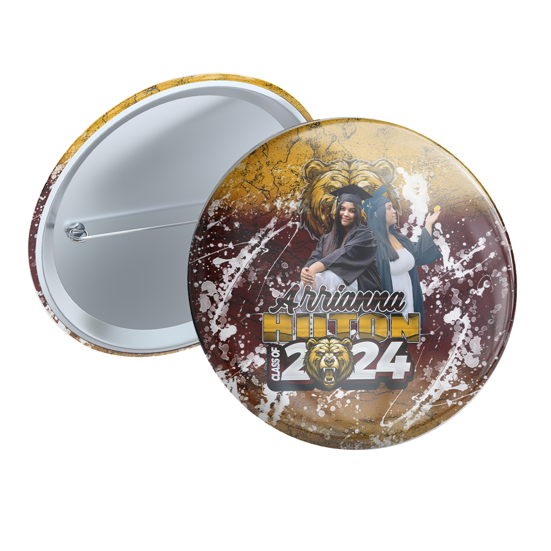 Graduation 2024 Custom Button Burgundy Yellow – Virtuous Delights Studio